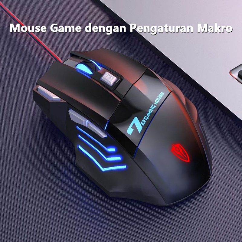 Jual MOUSE GAMING MACRO 7 TOMBOL LED (RGB) TWOLF Mouse Kabel Gaming ...