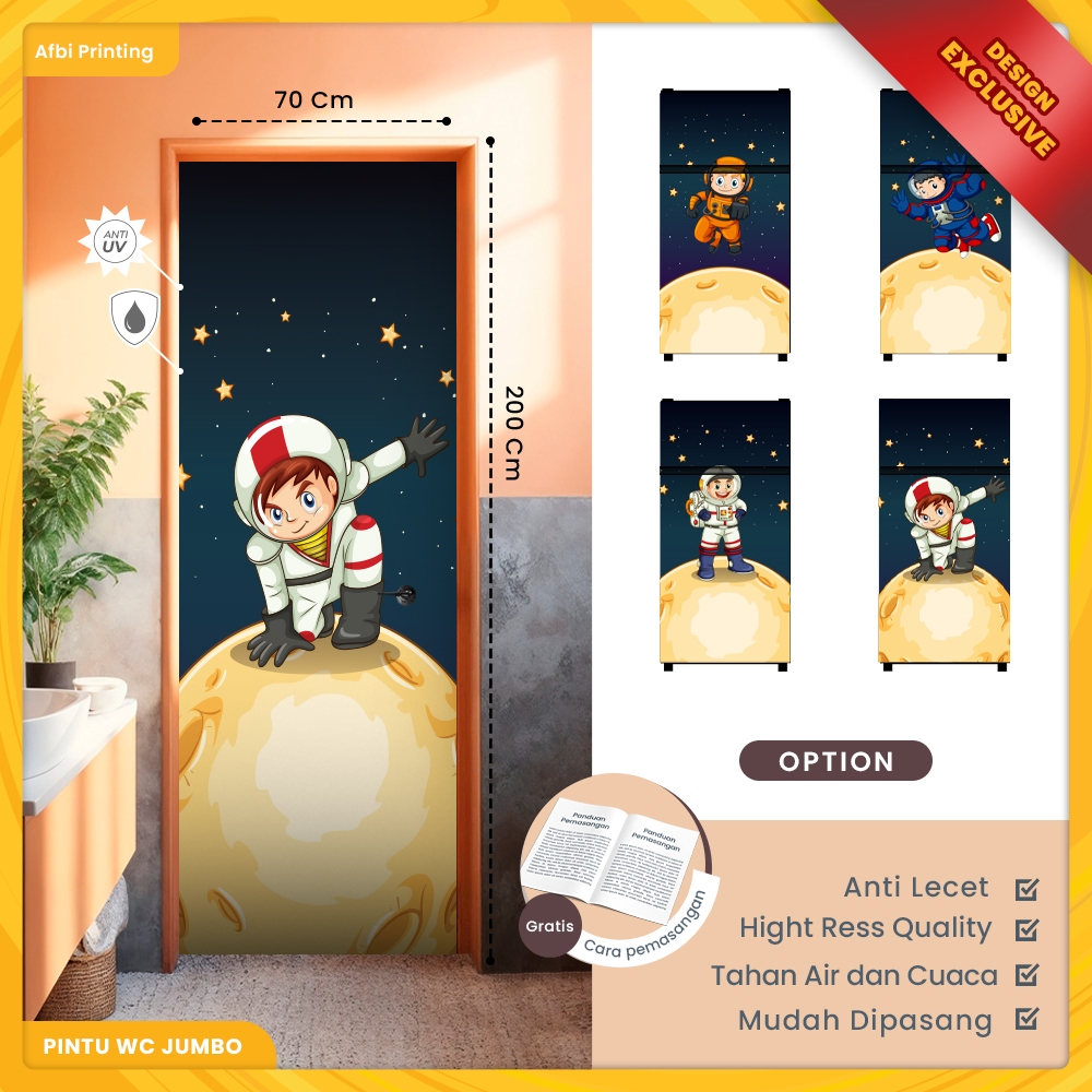 Jual Stiker Pintu Wc / Sticker Pintu Kamar Mandi Motif Astronot Ukuran ...