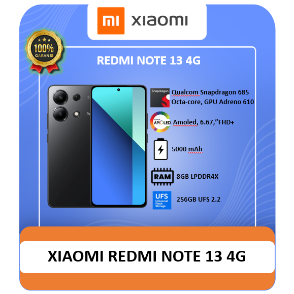 Jual XIAOMI REDMI NOTE 13 4G 8GB 256GB 108MP 5000mAh AMOLED 6,7 Inchi ...
