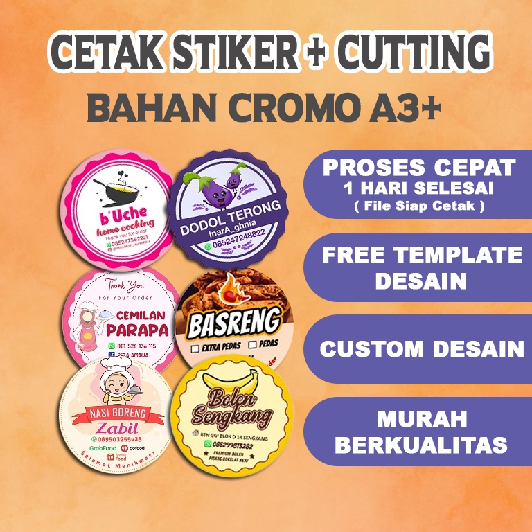 Jual Cetak Stiker Cromo A3+ Custom Produk Label Makanan Logo Produk ...