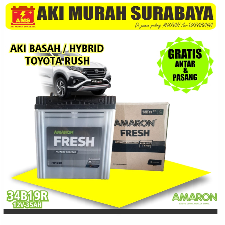 Jual AKI MOBIL AVANZA BASAH HYBRID AMARON FRESH 34B19R 12V-35AH ...