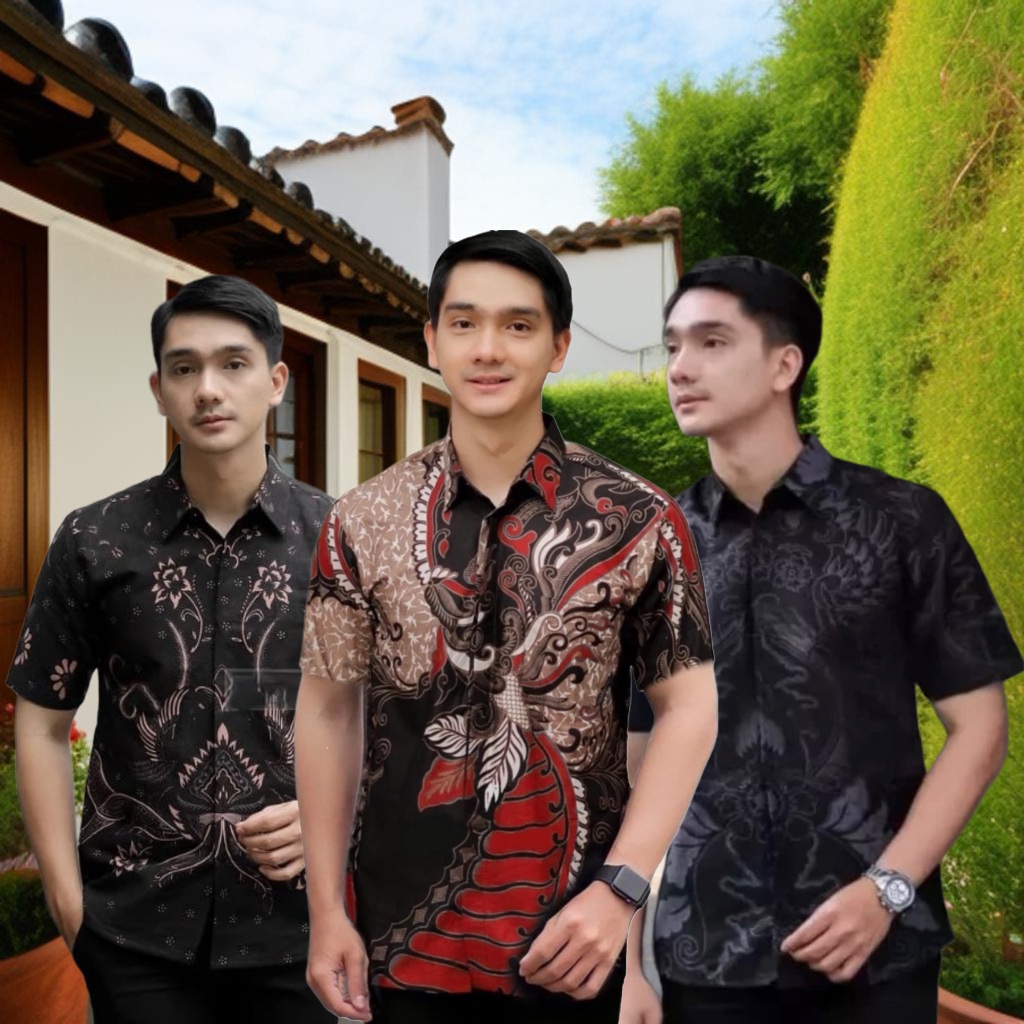 Jual Batik Pria Lengan Pendek Premium BATIK AZIMIL HRB026 motif ...