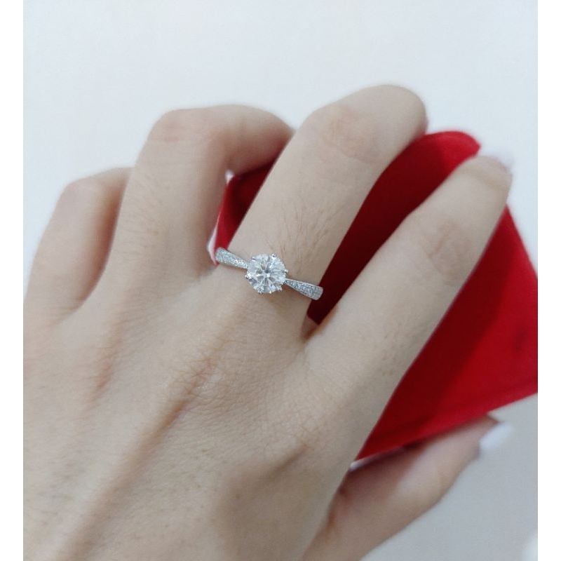 Jual Cincin Moissanite Perak 925 Lapis Mas Putih / sertifikat | Shopee ...