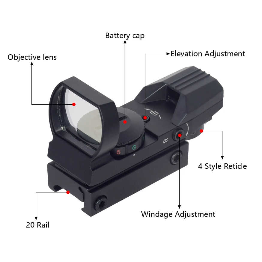 Jual Red Green Dot Sight Reflex 4 Reticle Tactical Scope 20 MM / 11 MM ...