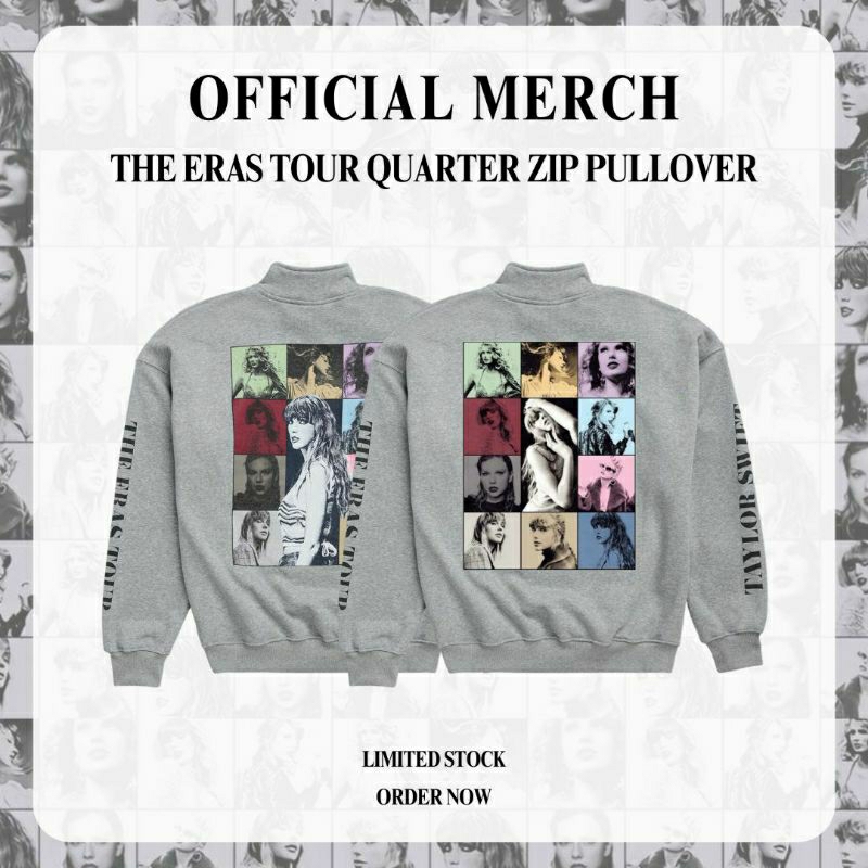 Jual (LAST STOCK) Taylor Swift The Eras Tour Gray Quarter Zip Pullover ...