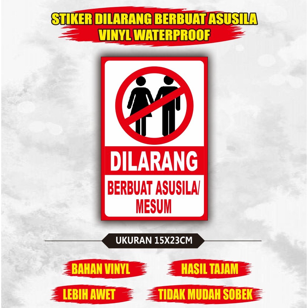 Jual Stiker dilarang berbuat asusila - stiker himbauan | Shopee Indonesia