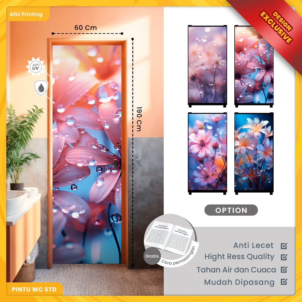 Jual Stiker Pintu Wc / Sticker Pintu Kamar Mandi Motif Bautifull Flower ...