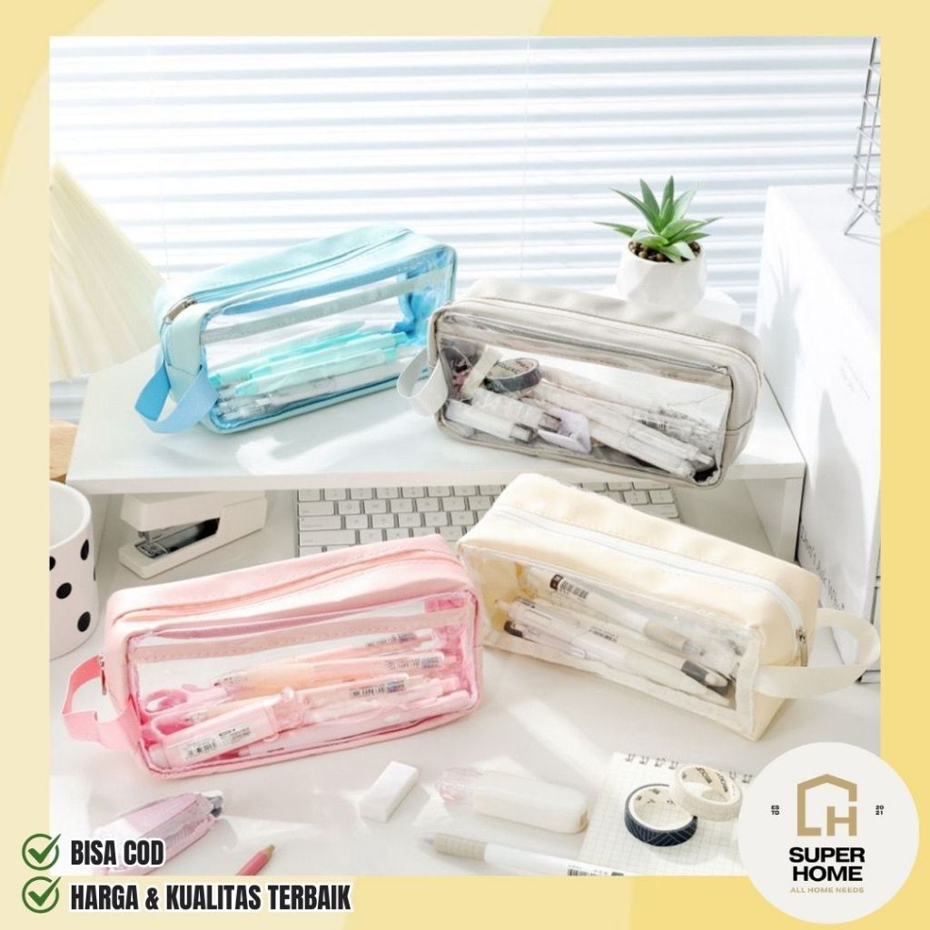 Jual SH9 - Kotak Pensil Transparan Tempat Pensil Alat Tulis Aesthetic ...