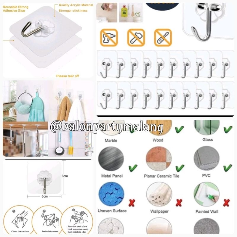 Jual Gantungan Hook Cantolan Tempel Multifungsi Transparant Centelan ...