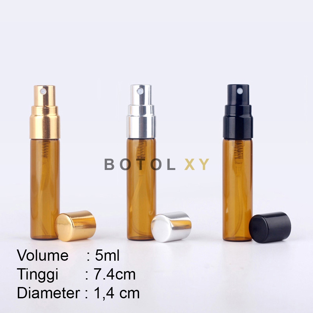 Jual Botol Spray 5ml Kaca Amber Sprayer & Tutup Metal Aluminium - Isi Ulang Refill Untuk Parfum ...