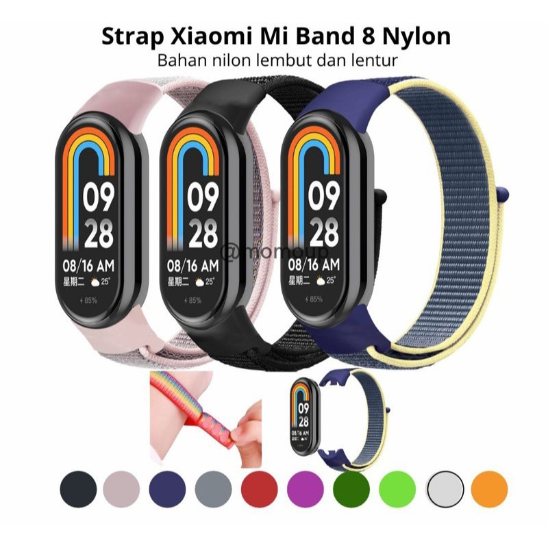 Jual (Bahan Nylon) Strap Mi Band 9 / Mi Band 8 Tali Xiaomi Smart Band 8/9 Strip bahan Nylon ...