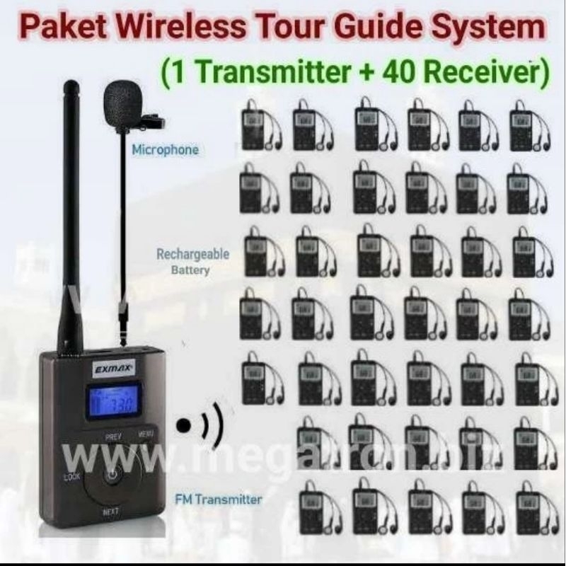 Jual Paket Wireless Tour Guide System 1 Transmitter + 40 receiver (battery rechargeable) - cocok ...