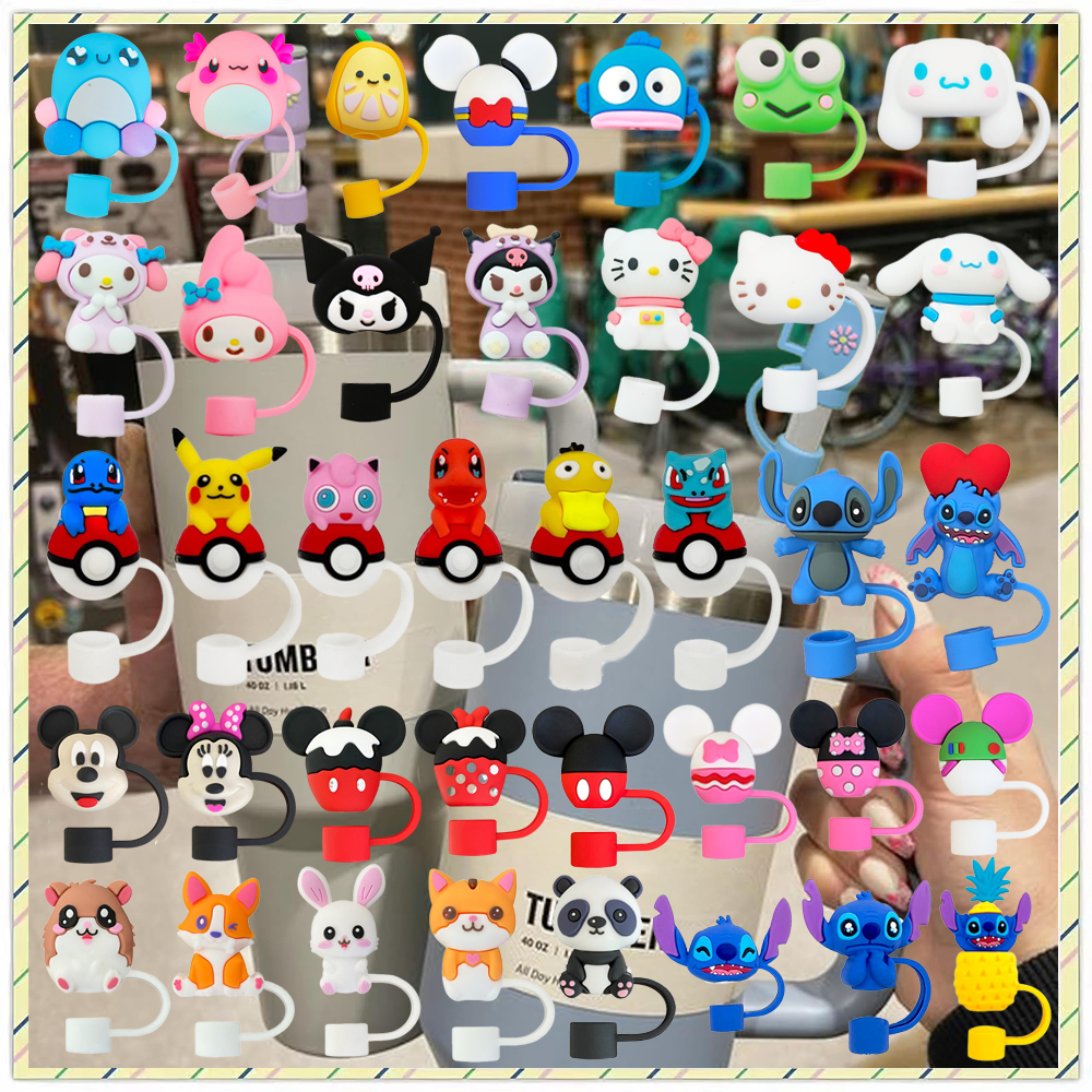Jual 1pcs Cartoon Disney dan Sanrio 10mm Straw Covers Cap Compatible ...