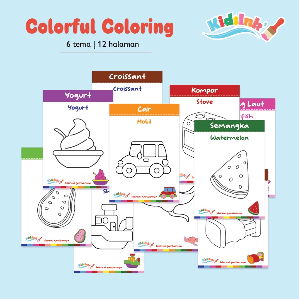 Jual KIDSINK Mainan Edukasi Colorful Coloring Page / Lembar Mewarnai ...