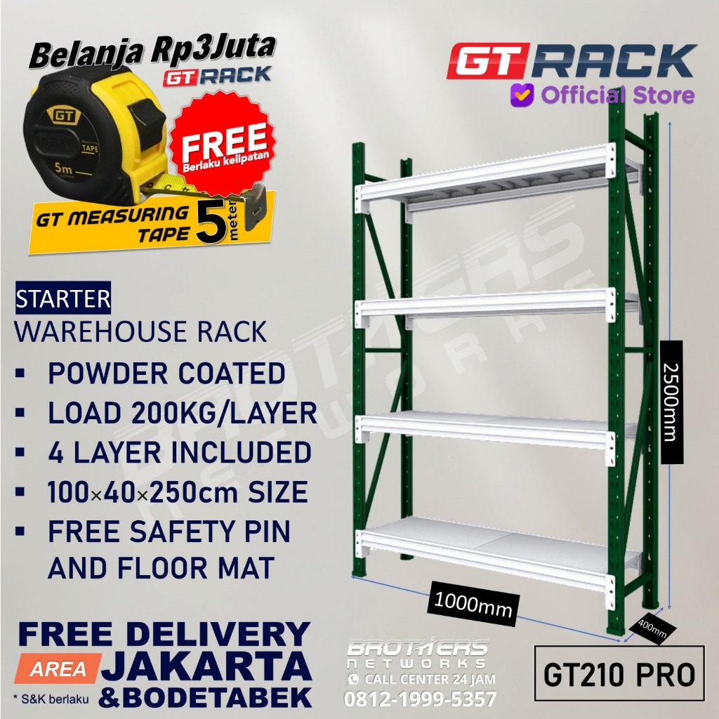 Jual RAK GUDANG BESI GT RACK GT210 PRO – WAREHOUSE RACK 200KG TINGGI 4 ...