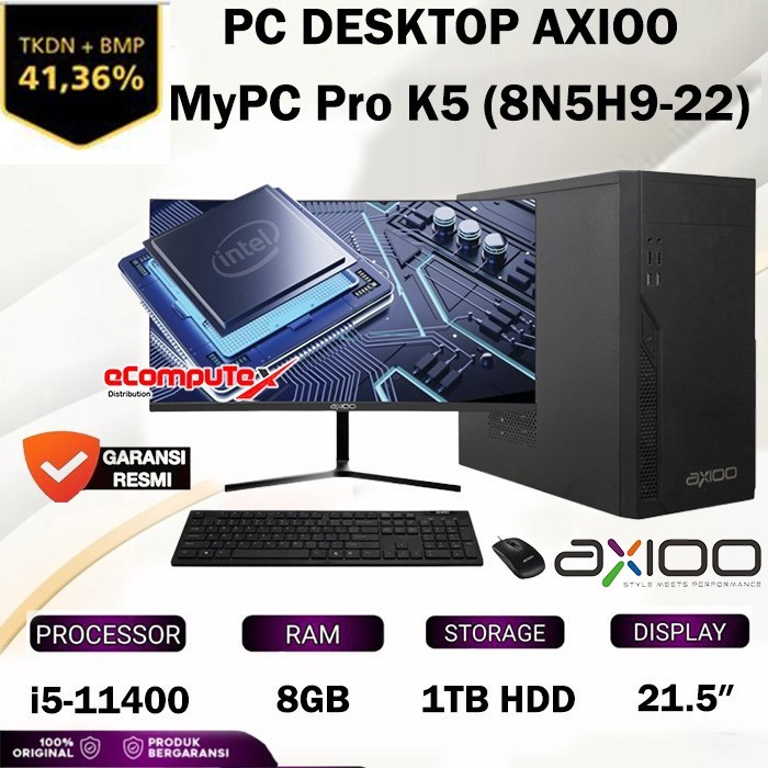 Jual PC DESKTOP AXIOO MYPC PRO K5 (8N5H9-22) i5-11400 8GB/512GB NVME+ ...