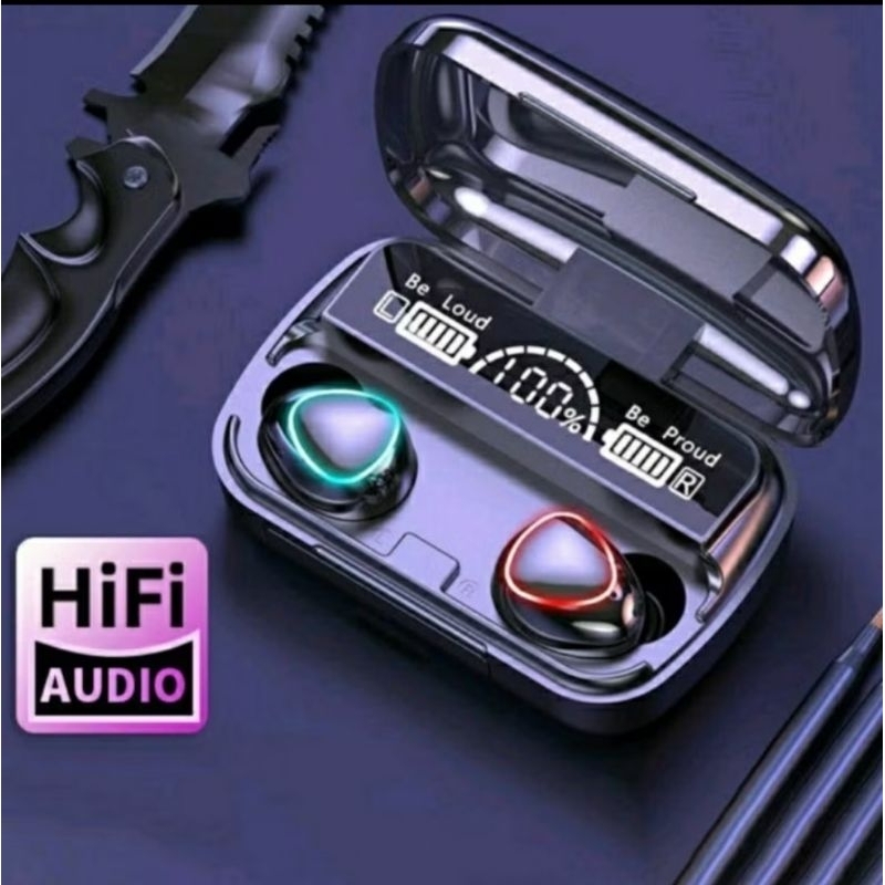 Jual HEADSET BLUETOOTH 5.3 TWS M10 WIRELESS EARPHONE LED + POWER BAMK 3500 MAH | Shopee Indonesia
