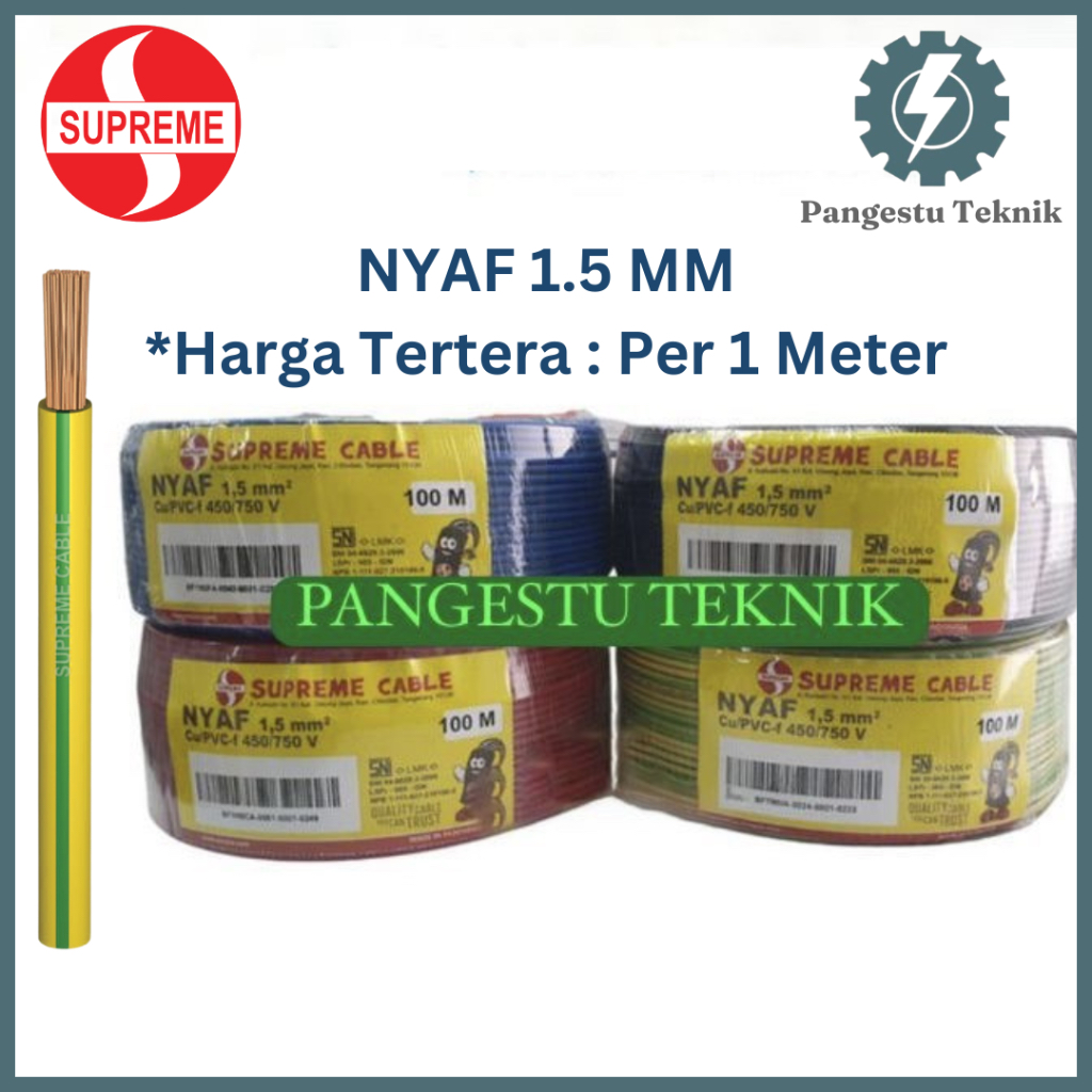 Jual Kabel Serabut NYAF 1.5 mm Supreme Per 1 meter / Kabel Wiring NYAF 1,5 MM / Harga Per 1 ...