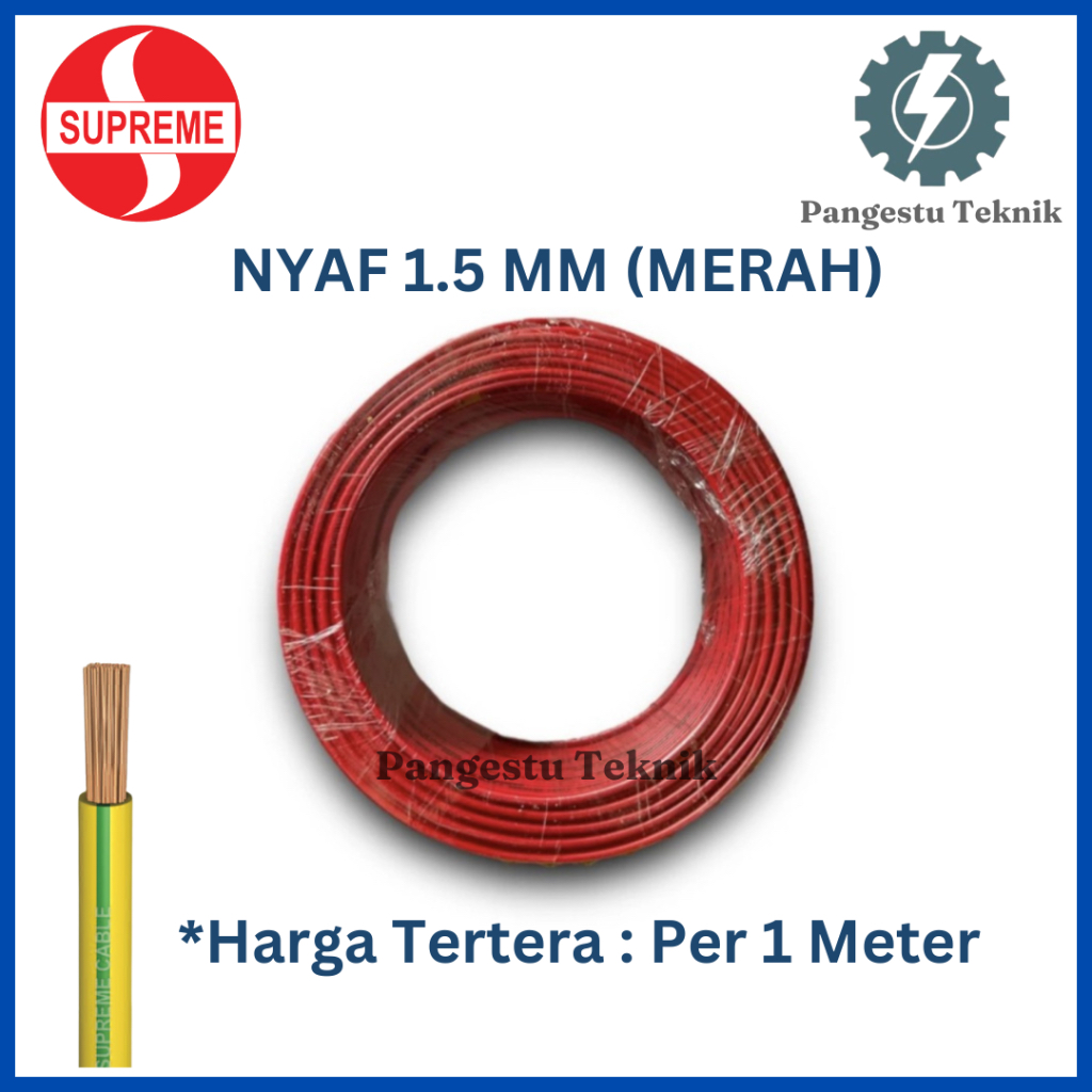 Jual Kabel Serabut NYAF 1.5 mm (Merah) Supreme Per 1 meter / Kabel ...