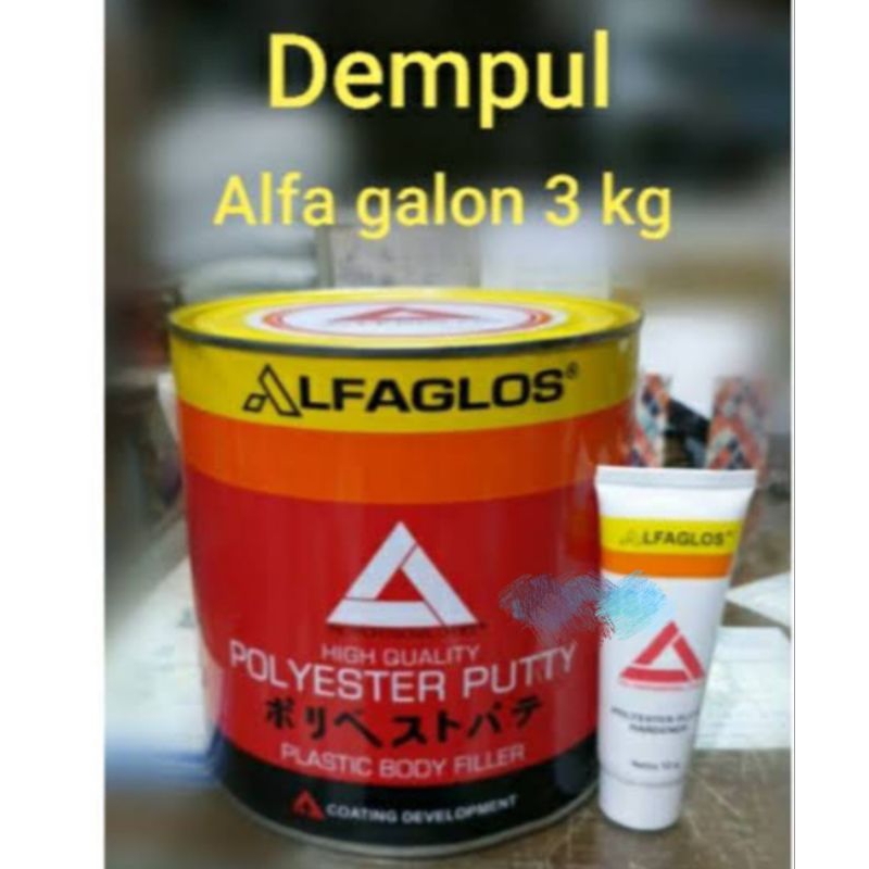 Jual DEMPUL ALFAGLOSS 3 KG PLUS HARDEMER 50 GR, POLYESTER PUTTY BUAT ...