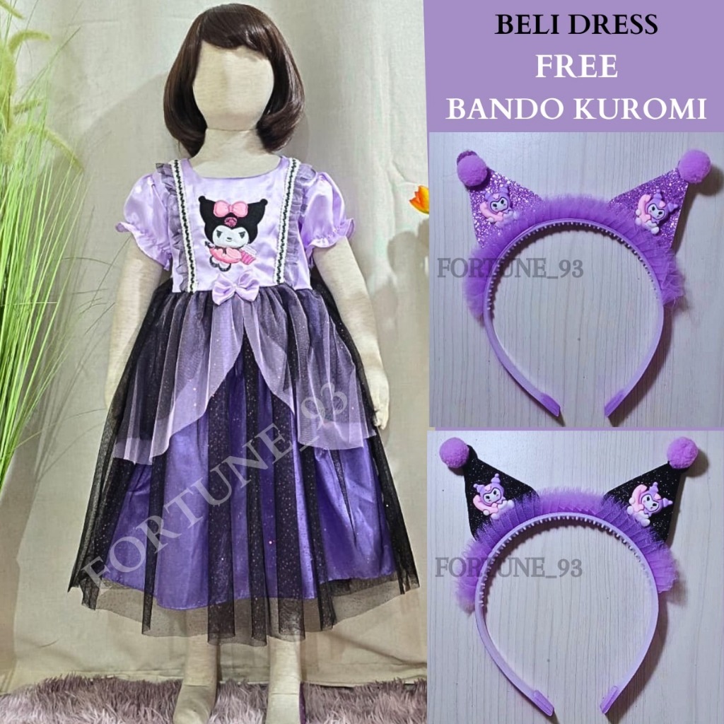 Jual FREE BANDO Dress kuromi anak perempuan import usia 3 - 10 tahun ...