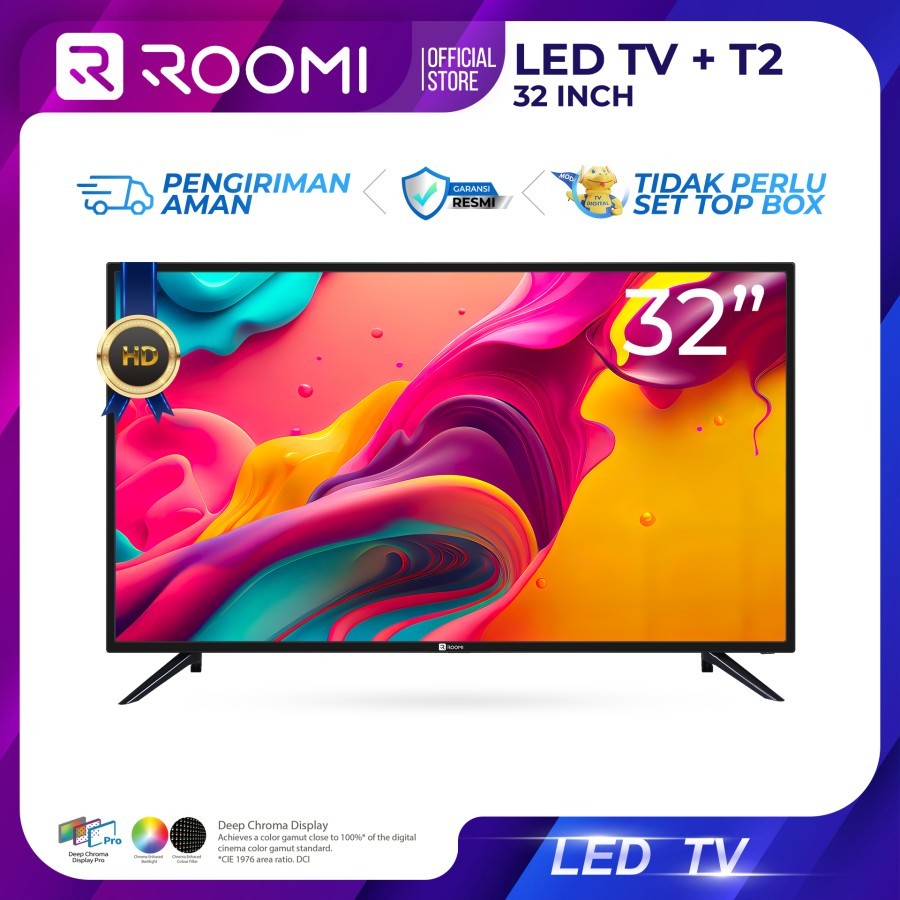 Jual ROOMI Smart Android TV LED 32 Inch Digital DVB-T2 WiFi Tipe RMTV0032-S | Shopee Indonesia