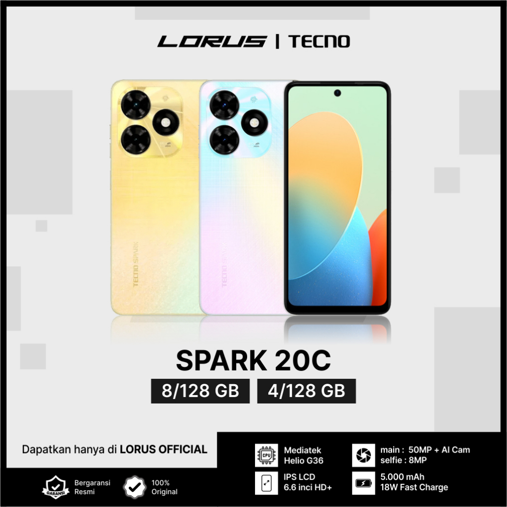 Jual TECNO SPARK 20C | 4/128GB | Layar IPS LCD 90Hz, Baterai 5000 mAh ...