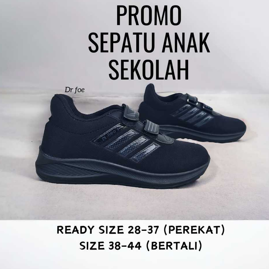 Jual Sepatu sekolah anak perempuan laki-laki TK SD Smp sma hitam polos ...