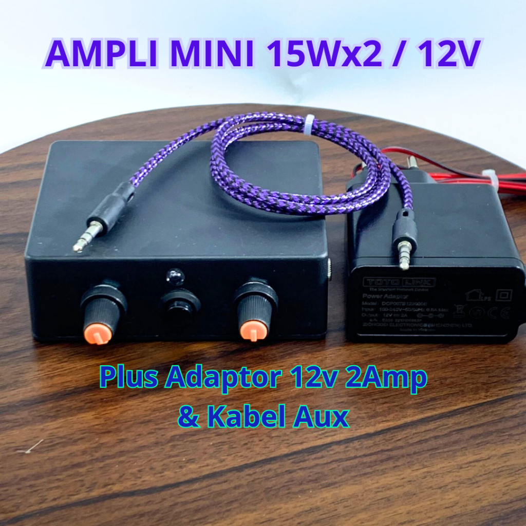 Jual Power Ampli Mini 12v Stereo 2 Potensio Amplifier Class D + Adaptor ...