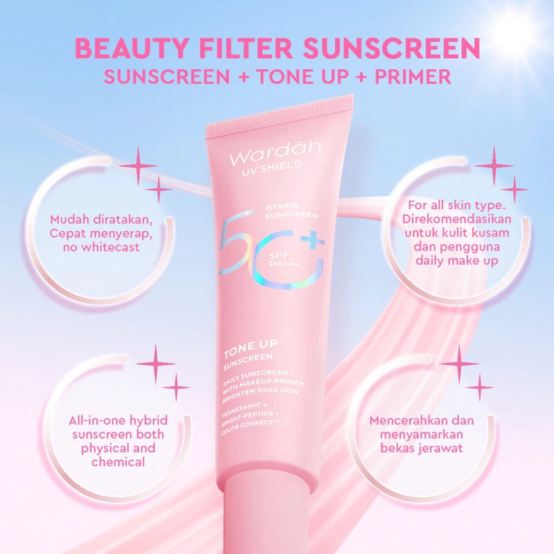 Jual WARDAH UV SHIELD TONE UP SUNSCREEN SPF 50+ PA+++ - Wardah Hybrid ...