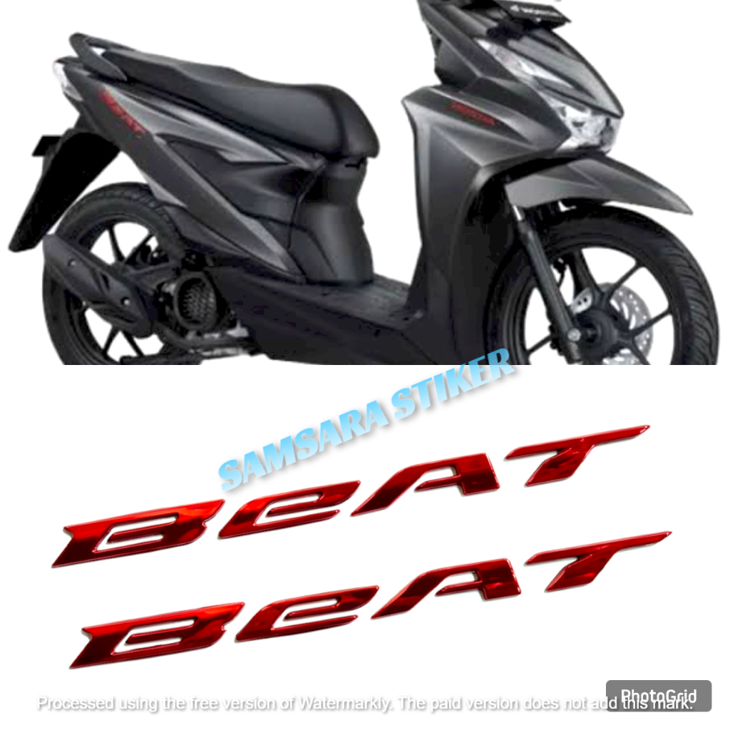 Jual 1Set Emblem Beat New 3D Merah Kanan-Kiri 1Set Isi 2Pcs | Shopee ...