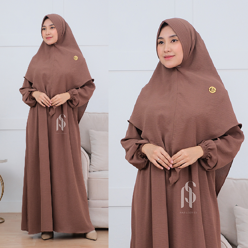 Jual Gamis Set Hijab Syari Baju Wanita Muslimah Crinkle Airflow Premium ...