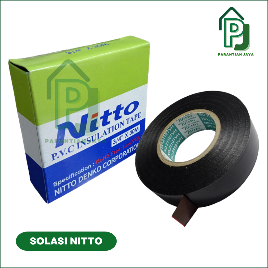 Jual ISOLASI KABEL LISTRIK NITTO 25 m SELOTIP TAPE Nitto 25 meter ...