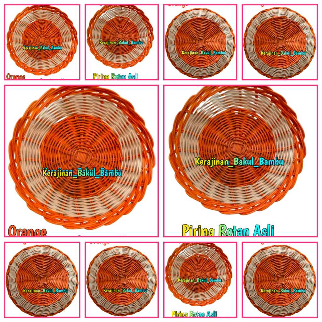 Jual PIRING ROTAN ASLI ORANGE 1 Paket isi 10 biji Piring prasmanan atau ...