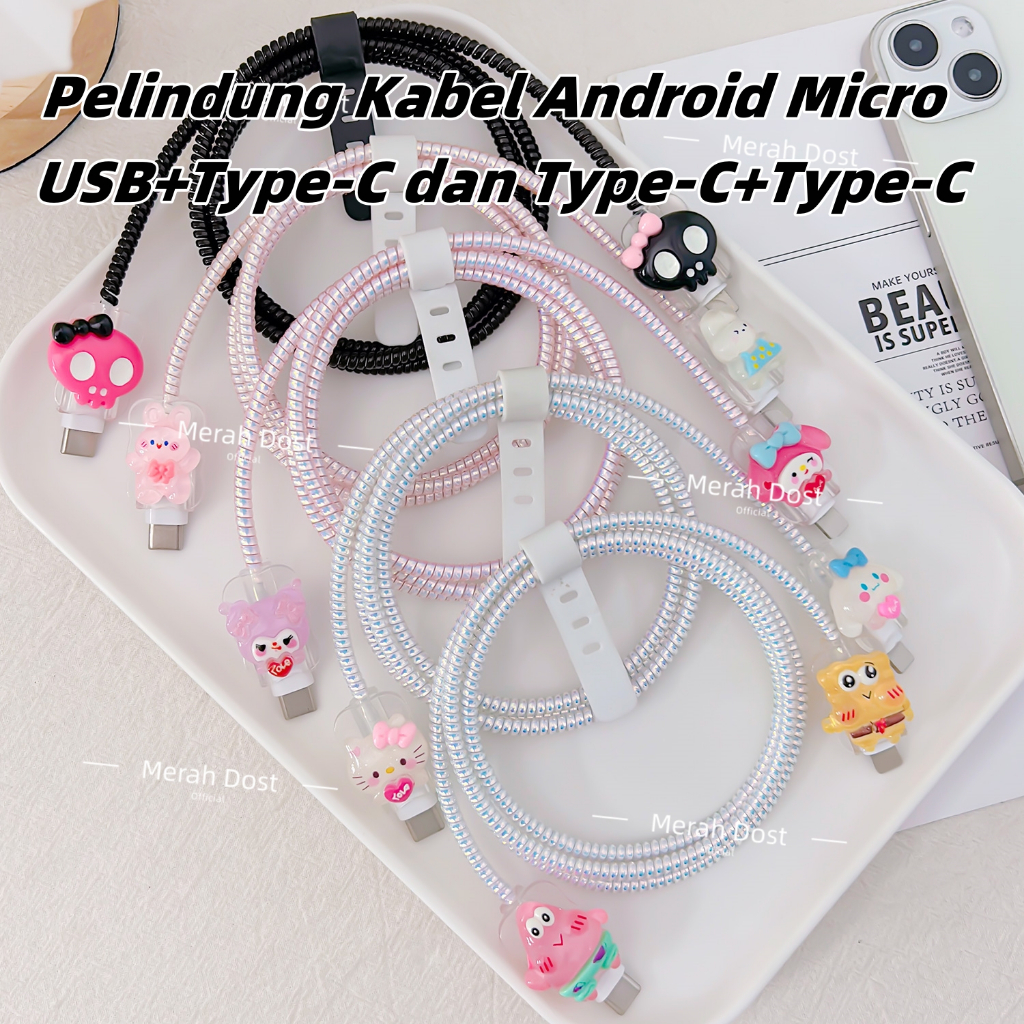 Jual 1 Set 4 item Pelindung Kabel Charger android Micro USB+Type-C dan ...