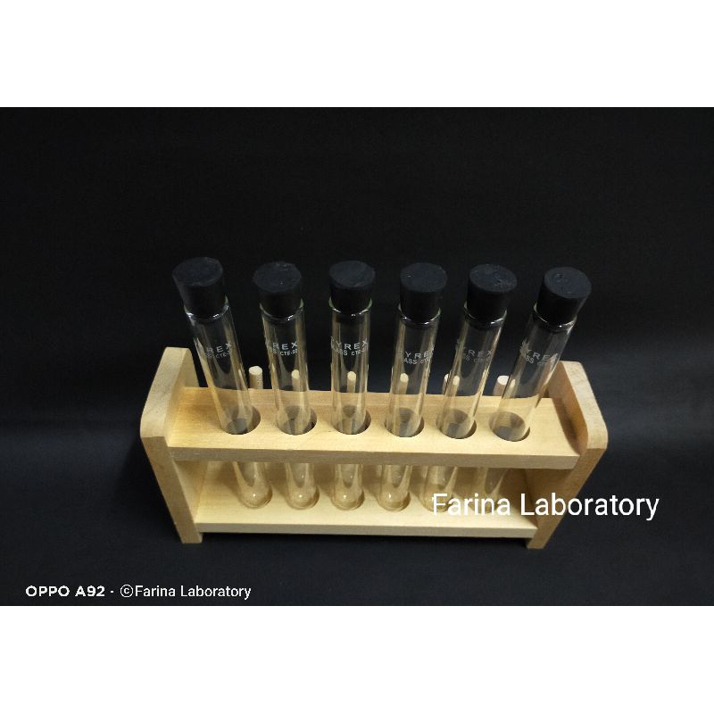 Jual Rak Tabung Reaksi & 12pcs Tabung Reaksi 16x150mm Pyrex tutup karet ...