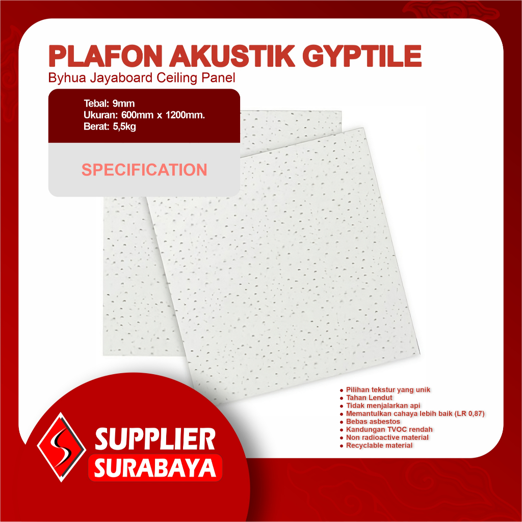 Jual Plafon Akustik Gyptile Byhua JAYABOARD ukuran 60x120 Ceiling Panel ...