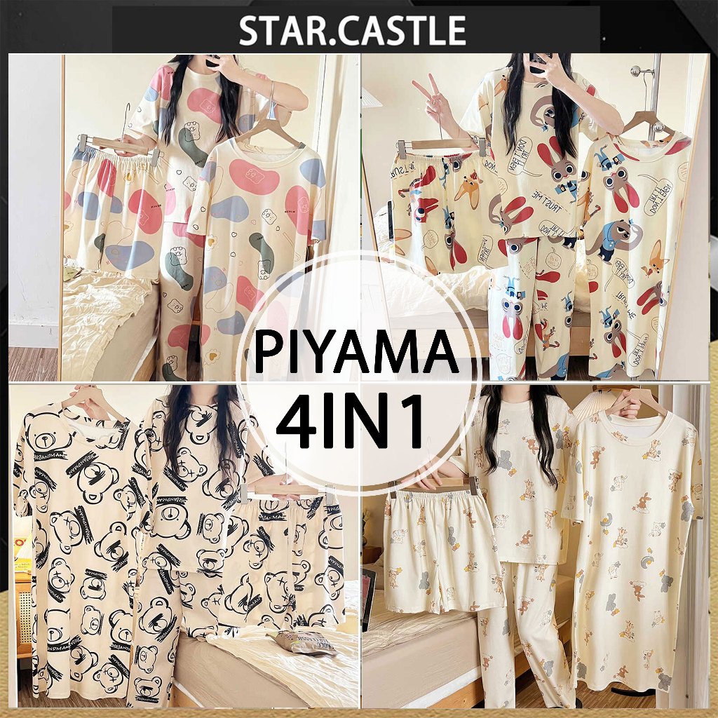 Jual Piyama 4 set Wamita Dewasa Jumbo Lembut dan Dingin /4in1 Baju ...