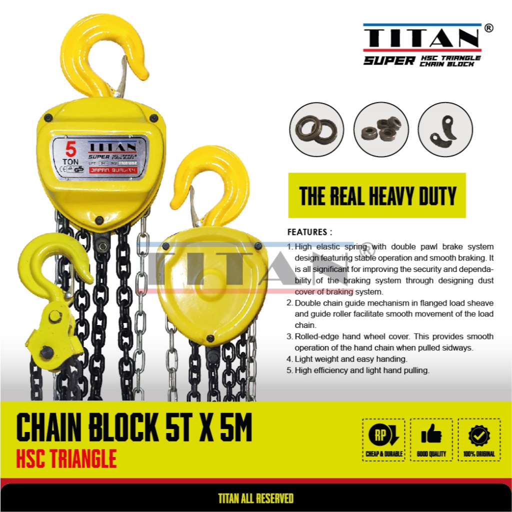 Jual Titan Chain Block 5 Ton x 5 Meter / Takel 5Ton x 5Meter / Katrol ...