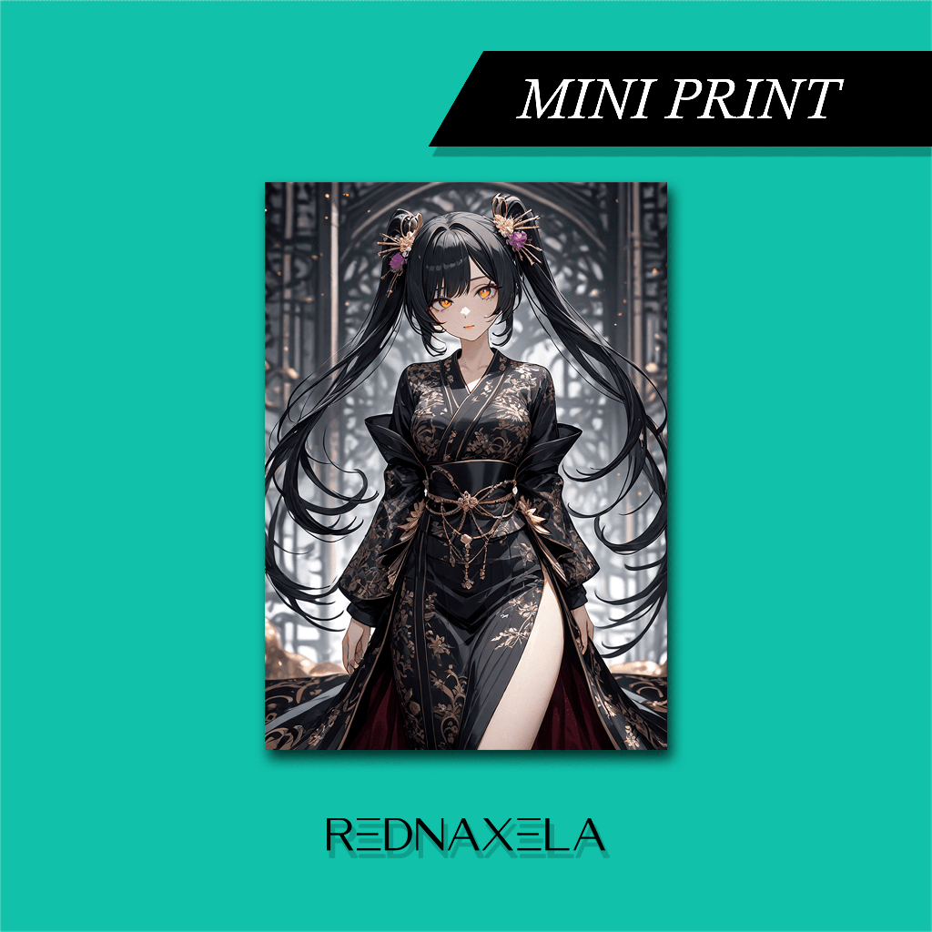 Jual Mini Print A6 - Grace in Silk: Dark Tresses of Sophistication ...