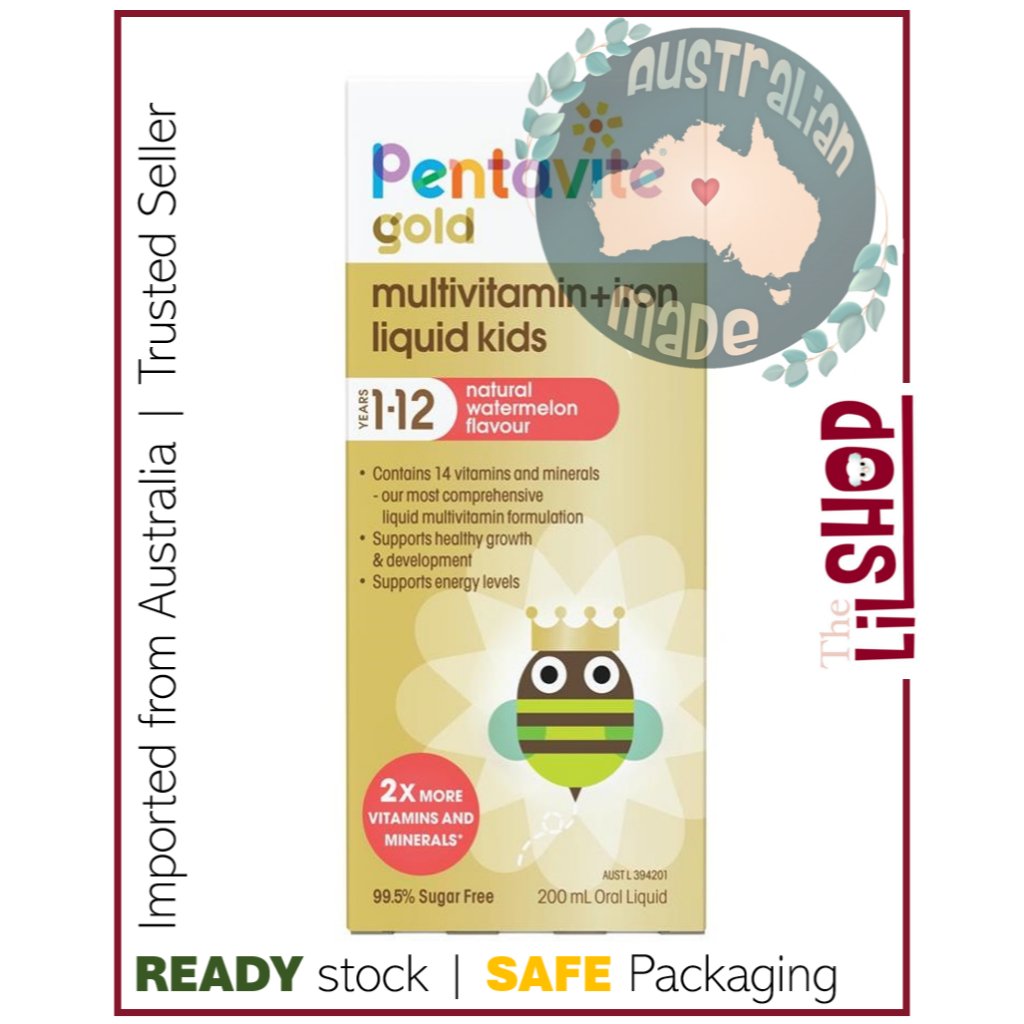 Jual Pentavite Gold Multivitamin + Iron Liquid For Kids 200ml - 100% ...