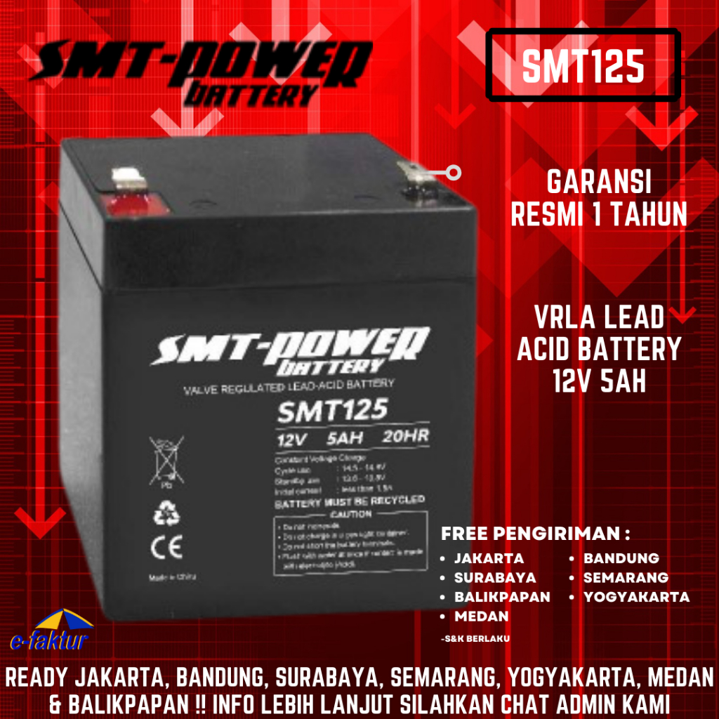 Jual AKI UPS SMT POWER 12V 5AH - BATERAI UPS ICA EATON APC GARANSI 1 ...