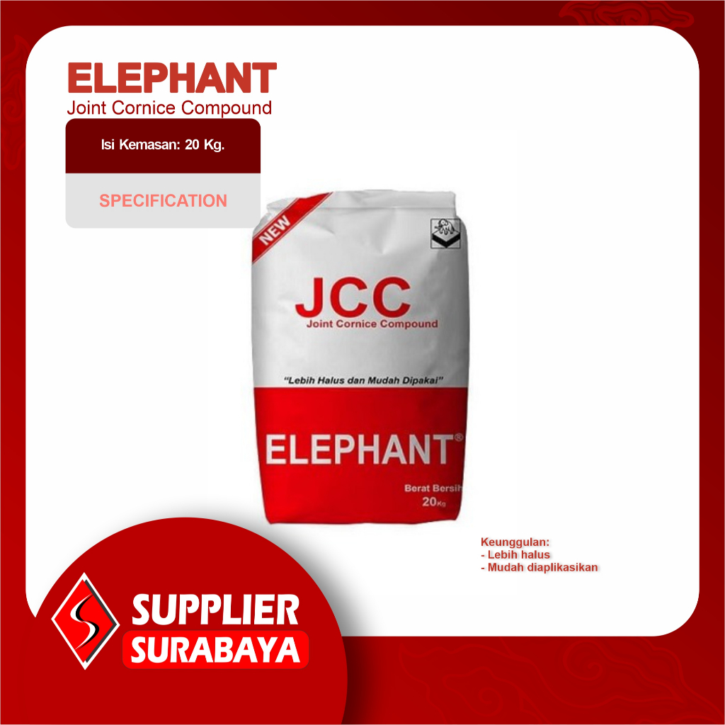 Jual ELEPHANT Joint Cornice Compound 20kg | Plester Gypsum | Perekat ...