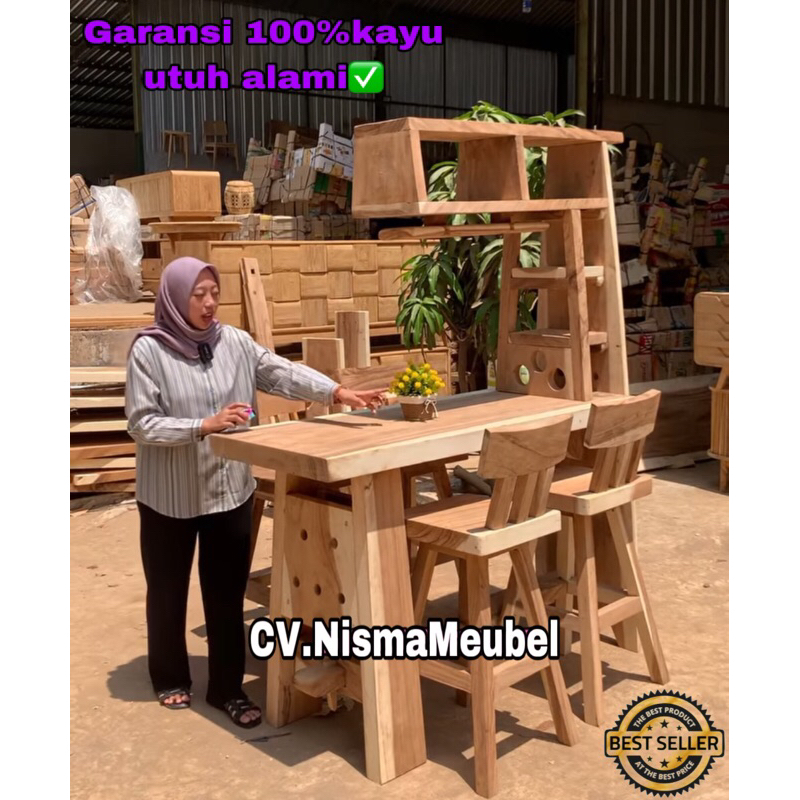 Jual Set Meja Mini Barr Kursi Bar Kayu Trembesi Tanpa Sambungan Kursi 4 ...
