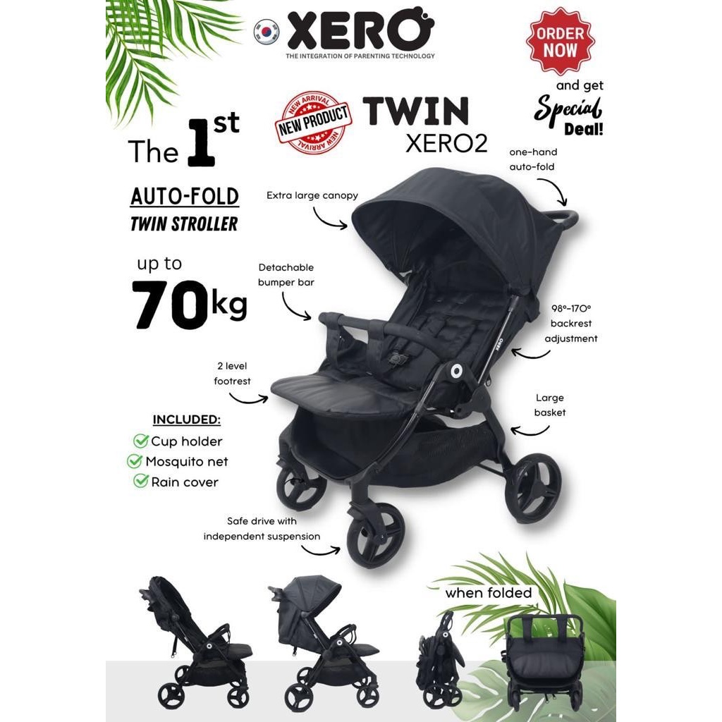 Jual XERO Twin Stroller Auto Fold / Kereta Dorong Bayi Kembar Up to ...