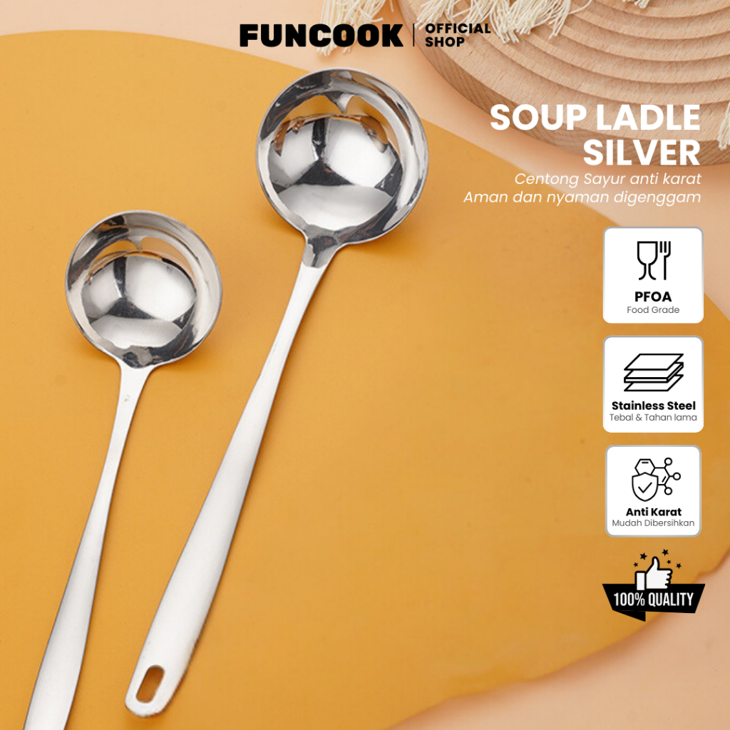 Jual FUNCOOK Centong Sop Sayur Stainless Steel Silver 7cm Soup Ladle ...