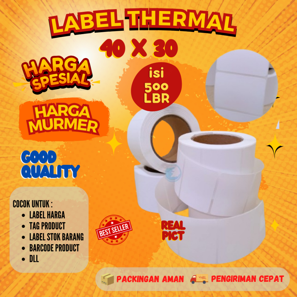 Jual KERTAS LABEL THERMAL 40X30 STIKER BARCODE 1 LINE | Shopee Indonesia