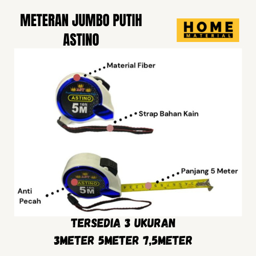 Jual Meteran jumbo putih astino ukuran 3meter 5meter 7,5 meter | Shopee ...