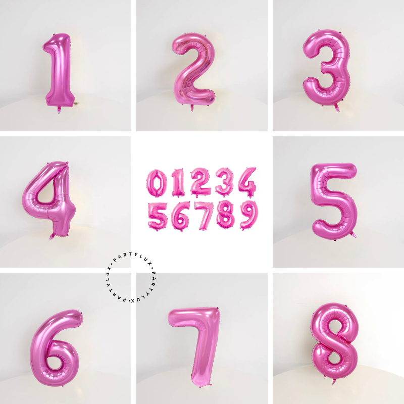 Jual BALON ANGKA PINK POLOS 40CM / BALON FOIL ANGKA 40CM | Shopee Indonesia