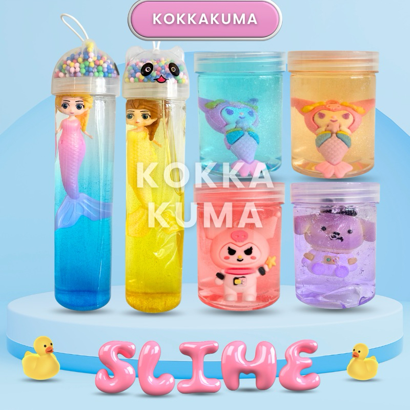 Jual ( KKM ) Crystal Mud Slime Colorful dengan Squishy karakter Kartun Mainan Motorik Anak ...